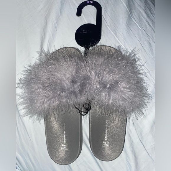 INC International Concepts | Shoes | Nwt Womens Marabou Pool Slides ...